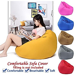 Soft Bean Bag Chairs for Kids and Adults, Lazy Lounge Storage Bean Bag Chair Cover Unfilled Sofa Beanbags Stuffed Animal Storage Indoor Outdoor (Blue - B, 23.6x25.6inch)