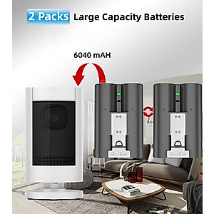 YUELAN 2 Packs Rechargeable 3.65V Battery Compatible with Ring, for Video Doorbell 2/3/4, Video Doorbell 3 Plus,Stick Up Cam Battery (2nd & 3rd Gen) and Spotlight Cam Battery 6040mAh