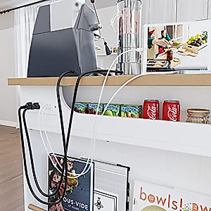 IRONCK Kitchen Island with Storage, Large Organized Storage Space with Power Strip, 2-Door Cabinet and 2 Open Shelves/Dual Side Drawers/5 Open Spice Racks, 29.5" D x 39.4" W x 37.8" H, White