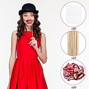 20Pcs Party Photo Booth Props,Fun Lips Mouth Photobooth Props Handheld Party Selfie Photo Props for Kids Women, Birthday Weddings Graduation Party Supplies Photo Prop