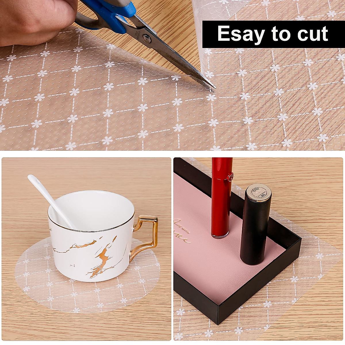 Cooyes Shelf Liners for Kitchen Cabinets, Non-Adhesive EVA Drawer Liner, Non-Slip Washable Cabinet Liner, Easy to Use Shelf Liners for Kitchen, Shelves, Refrigerator, Drawers, Desks