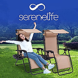 SereneLife Zero Gravity Lounge Chair, One Size, Cream