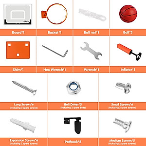 YIFUHH Indoor Basketball Hoop for Kids with Electronic Scoreboard and Sounds Mini Basketball Hoop Set with 3 Balls for Door & Wall for Adults Boys Teens 3 4 5 6 7 8 9 10 11 12