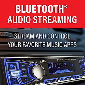 BOSS Audio Systems 611UAB Multimedia Car Stereo - Single Din, Bluetooth Audio and Hands-Free Calling, Built-in Microphone, MP3 Player, No CD/DVD Player, USB Port, AUX Input, AM/FM Radio Receiver