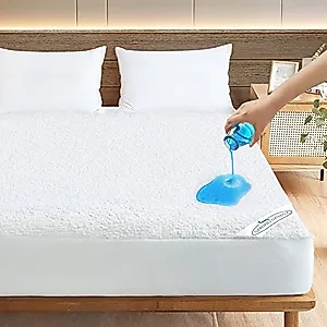 Twin Mattress Protector Waterproof Soft & Breathable Terry, Noiseless Mattress Cover Fits up -14'' Depth, Skin-Friendly Machine Wash Mattress Protector