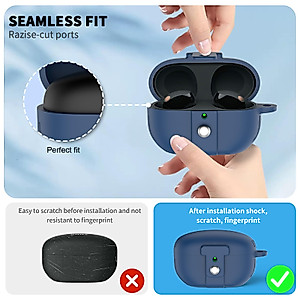 Secure Lock Case for Sony WF-1000XM5 Earbuds(2023), WOFRO Shockproof Anti-Scratch Silicone Protective Cover Skin Designed for Sony WF1000XM5 Sony XM5 Wireless Earbuds with Lanyard&Keychain (Blue)