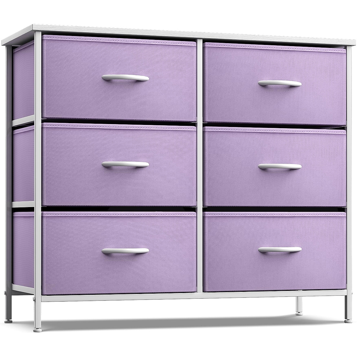 Sorbus Kids Dresser with 6 Drawers and 2 Drawer Nightstand Bundle - Matching Furniture Set - Storage Unit Organizer Chests for Clothing - Bedroom, Kids Rooms, Nursery, & Closet (Purple)