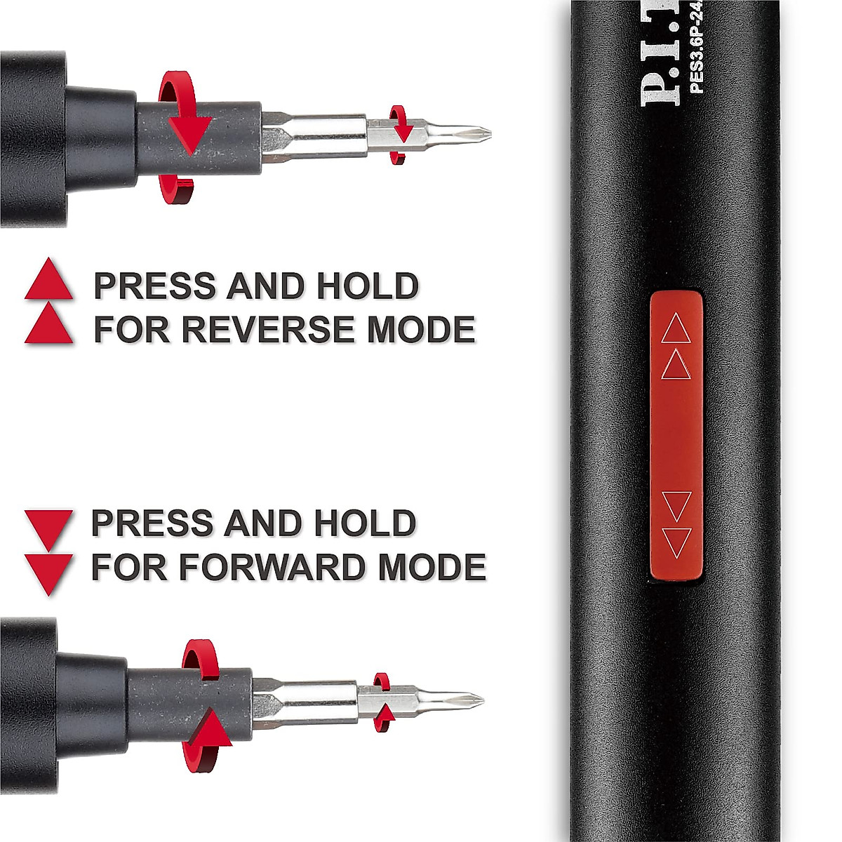 P.I.T. Electric Screwdriver Set, 3.6V Cordless Magnetic Precision Screwdriver Kit with 3 Led Light and 24 Standard Screwdriver Heads, Handy Repair Tool for Phone Watch Camera Laptop