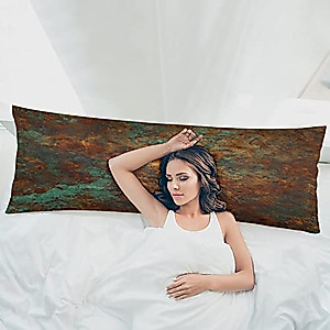 Body Pillow Cover,Beautiful Verdigris Oxidized Copper Background Printed Long Pillow Cases Protector with Zipper Decor Soft Large Covers Cushion for Beding,Couch,Sofa,Home Gift 20"x54"