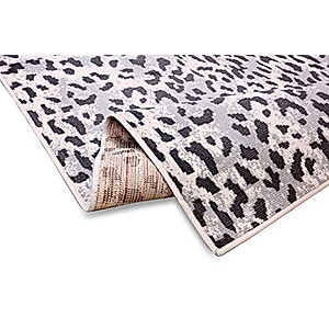 Furnish my Place Leopard Print Area Rug - 3 ft. 6 in. x 5 ft. 6 in, Ligh Grey, Rectangular Accent Rug with Contemporary Design