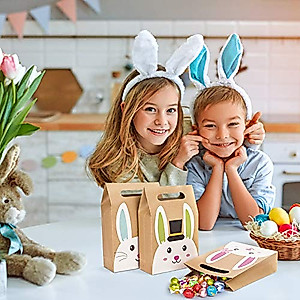 DECORLIFE 21PCS Easter Treat Bags, Easter Goodie Bags for Kids Eggs Hunt, Gift Bag with Handles, Paper Bags Bulk for Party Favors