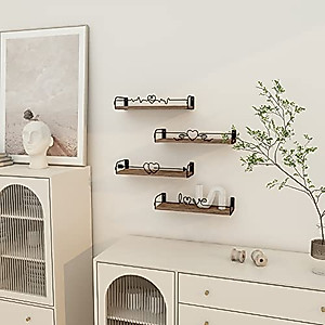 Lyeasw Floating Shelves Heart Shaped Wall Shelf, Rustic Wood Heart Shaped Shelving for Bedroom Kitchen Living Room Nursery Bathroom, Set of 4