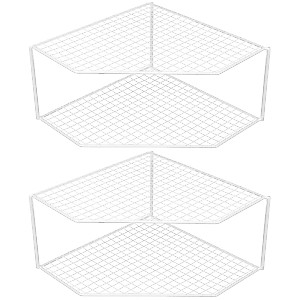 Hemoton 2pcs Countertop Spices Rack Syrup Bottle Rack Draining Pan Rack Two-Layer Pan Organizer Small Corner Shelves 2 Tier Corner Shelves Pan Storage Rack Shelf Wrought Iron Sink White
