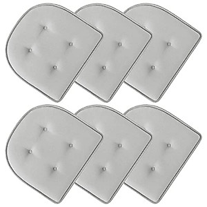 Cozyide U-Shaped Chair Cushions for Dining Chairs 6 Pack, Memory Foam Chair Pads with Tufted Design and Non-Slip Backing, 17" x 16", Light Grey