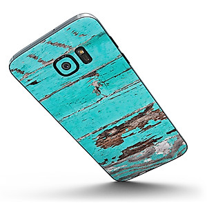 Design Skinz Design Skinz Turquoise Chipped Paint on Wood Full-Body Wrap Decal Skin-Kit for The Galaxy S9
