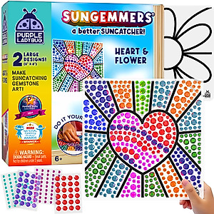 PURPLE LADYBUG Sungemmers Window Art Suncatcher Kits - Valentines Day Gifts for Kids, Easter Basket Stuffers, Crafts for Kids Ages 4-12, Fun Toys for Girls & Boys Ages 6 & Up