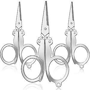 3 Pieces Folding Scissors Stainless Steel Portable Scissors Foldable Small Scissors Portable Travel Scissors Mini Folding Scissors Cutter for Home Travel, Silver