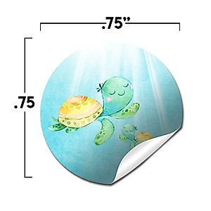 Little Hatchling Cute Sea Turtle Sea Life Baby Sprinkle Baby Shower Kiss Sticker Labels, 300 0.75" Circle Stickers for Chocolate Kisses by Amanda Creation, Great for Favors, Treats, Envelopes & Bags