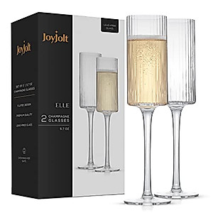 JoyJolt Fluted Champagne Flutes – ELLE 6oz Champagne Glasses. Unique Champagne Flute, Mimosa Glasses, Cocktail Glasses or Wedding Champagne Flutes. Vintage Style Drinking Glasses