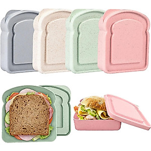 Sandwich Containers, Sandwich Containers for Lunch Boxes Plastic Toast Shape Food Storage Sandwich Box with Lid, BPA Free and Reusable, Microwave & Dishwasher Safe, for Family or Adults (Colorful)