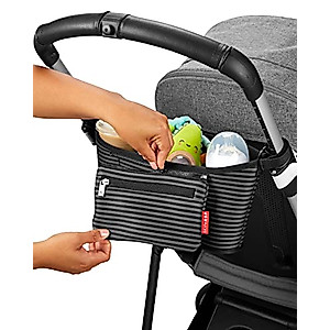 Skip Hop Universal Stroller Organizer, Grab & Go, Black Grey Stripes