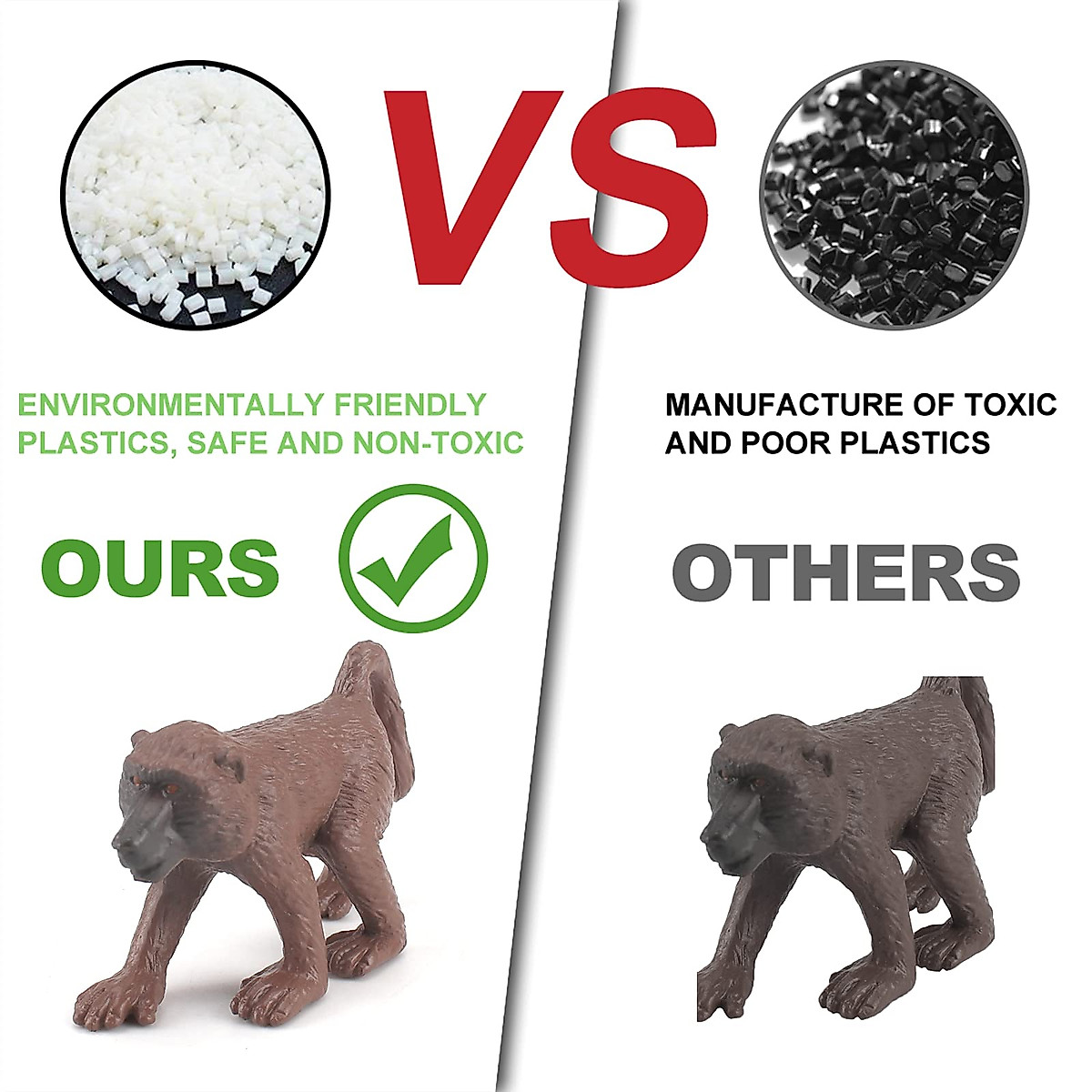 Fantarea Wild Life Jungle Animal Model Playsets 6 PCS Mini Monkey Figurines Gorilla Mandrill Baboons Squirrel Monkeys Action Figure Toy for Child Kids Decor Gift