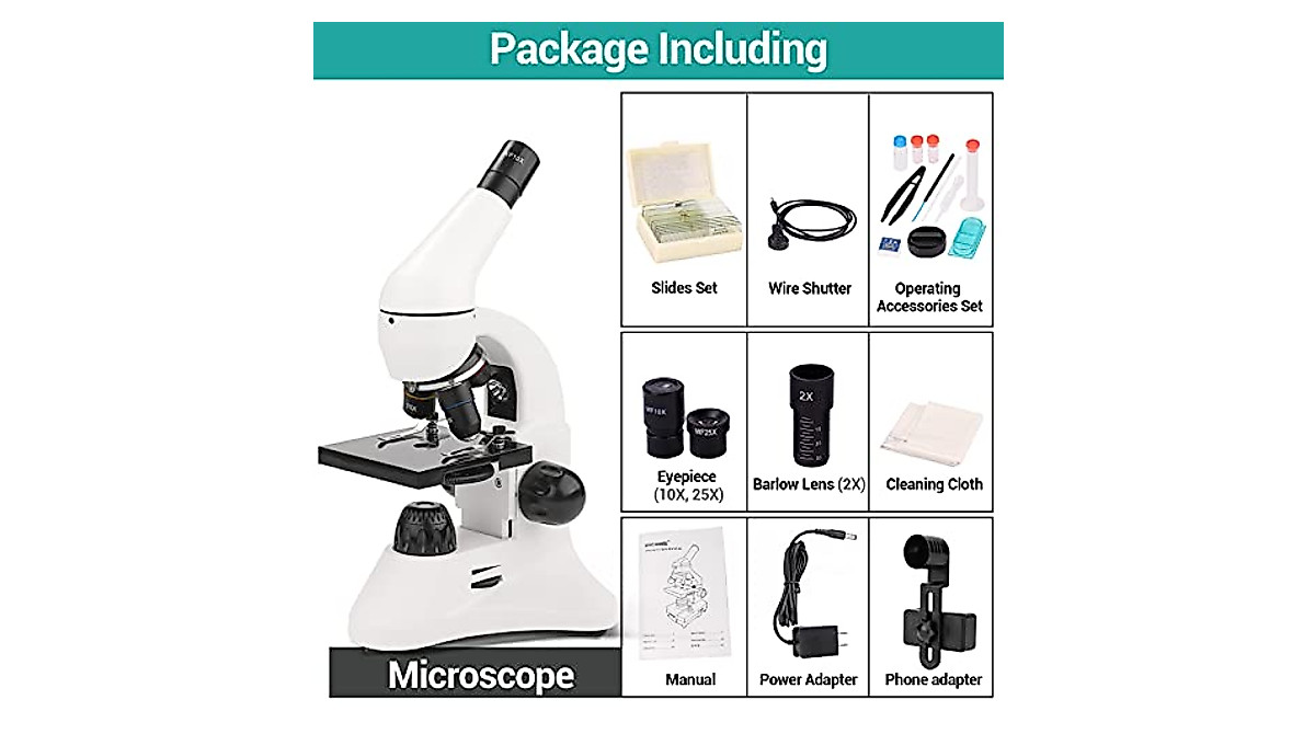 Microscope for Adults and Students - 40X-2000X Magnification with Phone ...