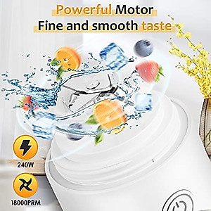 Portable Blender, Personal Blender for Shakes and Smoothies, Personal Smoothie Blender with USB Rechargeable, Strong Stainless-Steel Blades Fruit Mini Mixer for Home, Office, Travel