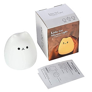 wokuya Cute Cat Night Light for Kids,Kawaii Silicone Nursery Kitty Night Light for Bedroom,7-Color Changing,Ideal Gifts for Toddler Children Teenage Girls Halloween Christmas