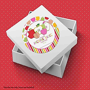 Awesome Sauce Apple-Themed Valentine Party Favor Sticker Labels, 40 2" Party Circle Stickers by AmandaCreation, Great for Classroom Valentines, Envelope Seals, Gifts & Treats