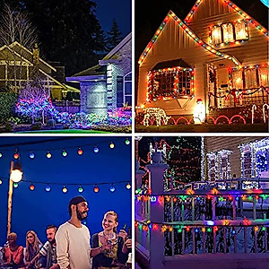 Bollengold Solar Outdoor String Lights 60LED Crystal Globe Lights 8 Mode 8M/26Ft Indoor/Outdoor Solar String Lights Waterproof for Garden Patio Yard Home Festival Party Wedding(Multi-Coloured)