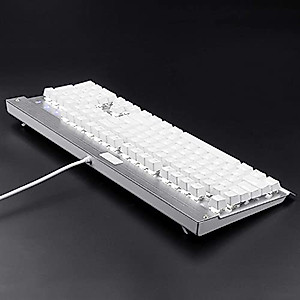 EagleTec KG010 Mechanical Keyboard Wired Ergonomic Brown Switches Equivalent for Office PC Home or Business (White Keyboard White Backlit)