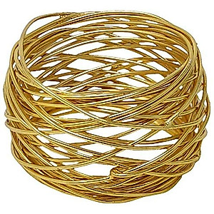 ARN CRAFTS Golden Round Mesh Napkin Rings- Set of 12 for Weddings Dinner Parties or Every Day Use …CW-6-12