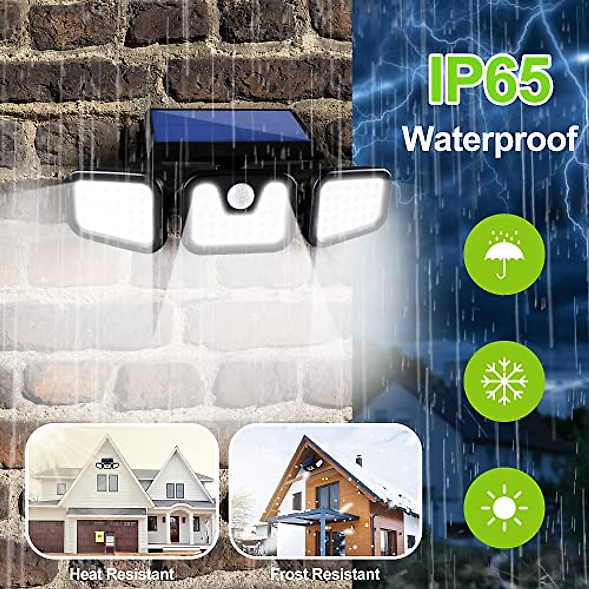 kuujojo Solar Lights Outdoor Garden, 2 Pack 74 LED / 3 Modes 270° Wide Angle Motion Sensor Outdoor Lights, IP65 Waterproof Solar Outdoor Lights, Security Flood Light for Patio Yard and Garage