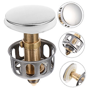 Housoutil 2pcs Drain Filter Bathtub Drain Stopper Sink Strainer Bathtub Drain Plug Clogged Bathroom Sink Stopper No Overflow Sink Stopper Drain Hair Catcher Basin Stainless Steel Combination