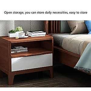 FLYIFE Nightstand Locker Bedside Table Bedside Drawers Solid Wood End Table, 2-Tier End Table Side Table with Drawer, Storage Organizer and Open Shelf Nightstand Bedside Cabinet/Wood Color