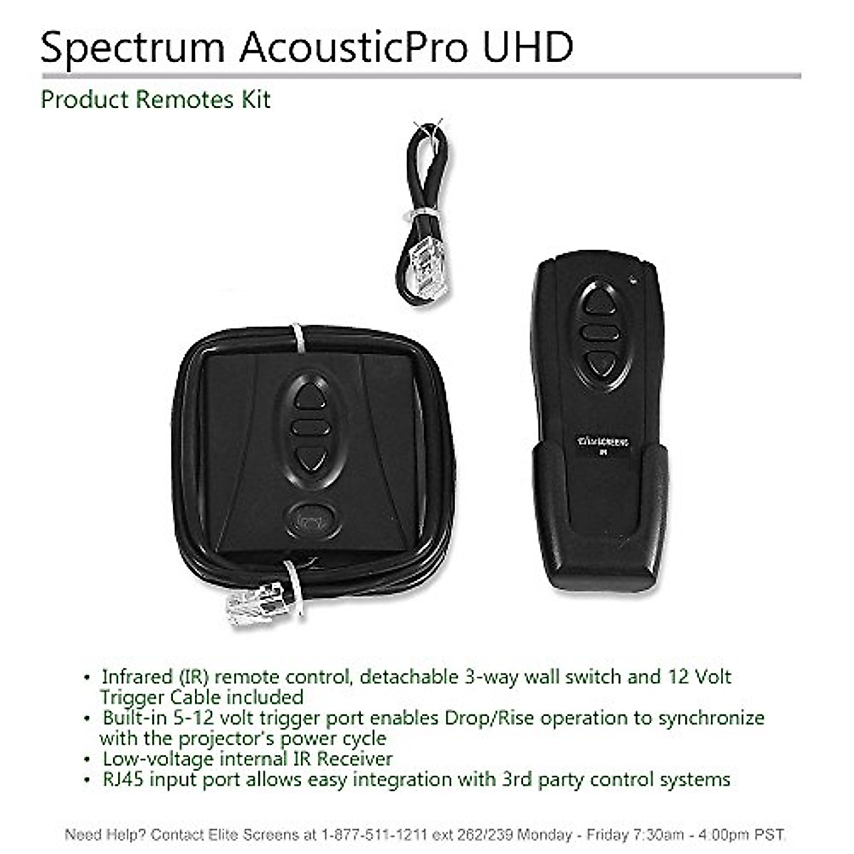 EliteProjector Screens Spectrum AcousticPro UHD 135" Diag. 16:9, Moiré-Free Electric Motorized Sound Transparent Perforated Weave 4K Ready Drop Down Projector Screen, ELECTRIC135H-AUHD