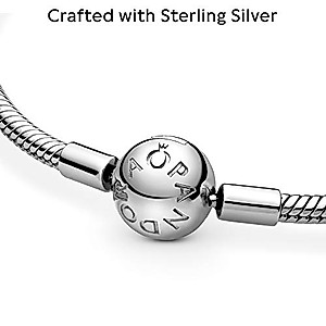 PANDORA Jewelry Smooth Moments Snake Chain Charm Sterling Silver Bracelet, 8.3"