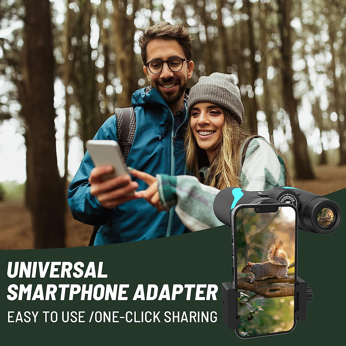 15x55 HD Binoculars for Adults High Powered, Large View Binoculars BAK4 Prism Waterproof Binoculars -Lightweight Binoculars for Bird Watching Hiking Travel Cruise Trip with Phone Adapter(Blue)