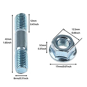 LUORNG 2 Sets 52/58/59 Chainsaw Parts Bar Nuts & Bar Studs Garden Tool Parts Accessories Chainsaw Attachment Guide Bar Studs and Nuts, Silver