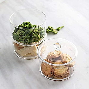 KMWARES Small 3 Tier/Level Stackable Round Glass Storage Container/Canister/Organizer/Apothecary Jar Set with Lid - Nice for Snack/Candy/Cookie Display or Kitchen/Bathroom Decoration (Clear)