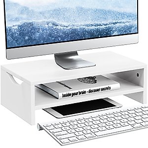 Zimilar Monitor Stand Riser, 2 Tiers Laptop Computer Monitor Riser for PC Screen, iMac, Desktop Wooden Screen Monitor Stand Riser with Storage