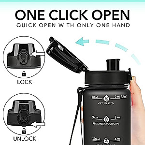 GOSWAG 32oz Motivational Water Bottles with Time Marker and Fruit Strainer, Sports Water Bottle with Times to Drink, Leakproof, Reusable Plastic Bottle with Strap no Straw for Gym, School