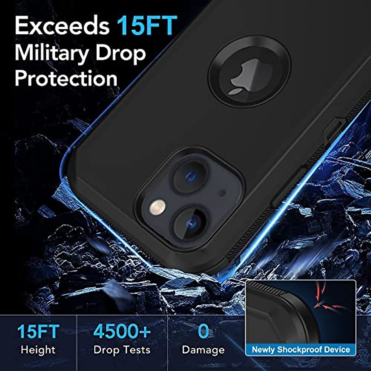 Aimoll-88 for iPhone 13 Case, iPhone 14 Case,with Built in Screen Protector Heavy Duty Drop Protective Phone Case, Military Grade Full Body Shockproof Dust Proof Cover for Apple iPhone 13 (Black II)