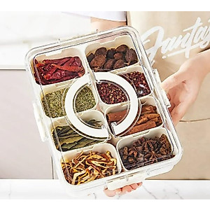 Generic Divided Food Snack Box with Lid and Handle | 8 Removable Compartments | Snackle Box | Portable Snack Platter, Clear