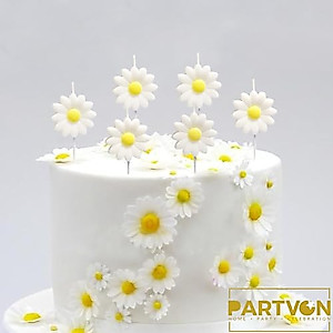 Daisy Birthday Candles, 6Pcs White Daisy Flower Cake Candles for Birthday Baby Shower Girl Daisy Party Supplies Favors Decorations