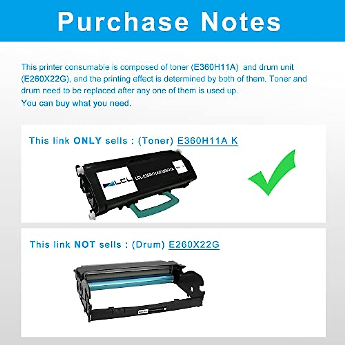 LCL Remanufactured Toner Cartridge Replacement for Lexmark E360H11A E360H21A 9000 Pages E360,E360d, E360dn, E360dt, E360dtn, E460d, E460dn, E460dw, E460dtn, E462dtn (1-Pack Black)