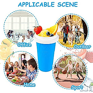 Slushie Maker Cup - TIK TOK Quick Frozen Magic Cup, Double Layers Slushie Cup, DIY Homemade Squeeze Icy Cup, Fasting Cooling Make And Serve Slushy Cup For Milk Shake, Smoothies, Slushies - Blue…