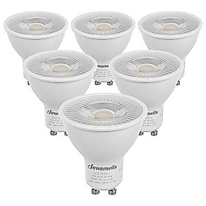 DEWENWILS 6-Pack GU10 LED Light Bulb, Dimmable 5000K Daylight GU10 Bulb Replacement for Track Lighting, 7W(50W Equivalent) LED Bulbs for Living Room, Kitchen Range Hood, Bathroom, 500LM, UL Listed