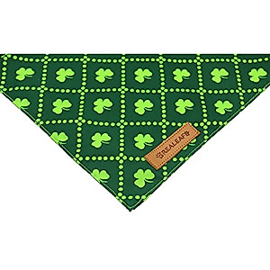Realeaf St. Patrick's Day Dog Bandanas 2 Pack, Reversible Green Shamrock Pet Scarf for Boy and Girl, Premium Durable Fabric, Holiday Bandana for Small Medium Large and Extra Large Dogs (Large)